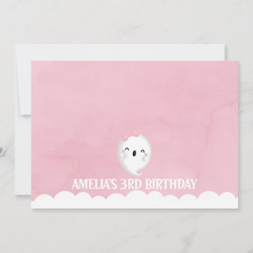 Pink Ghost Halloween Birthday Party Invitation | Zazzle