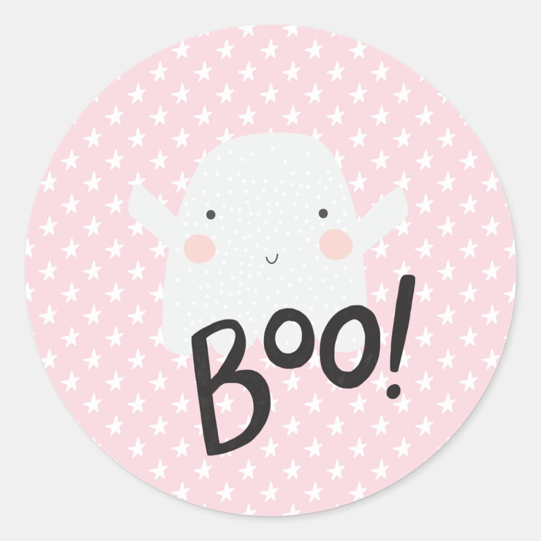 Pink Ghost Halloween Sticker | Zazzle