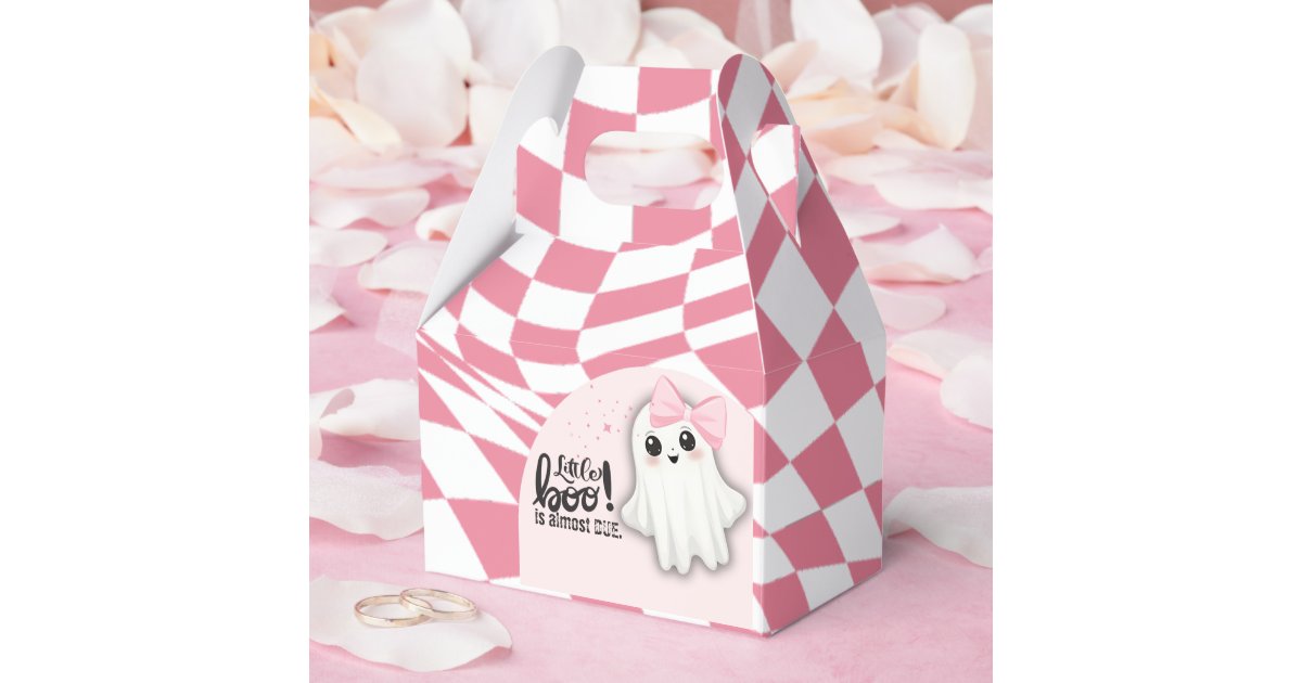 Pink Ghost Little Boo is almost due Baby Shower Favor Boxes | Zazzle