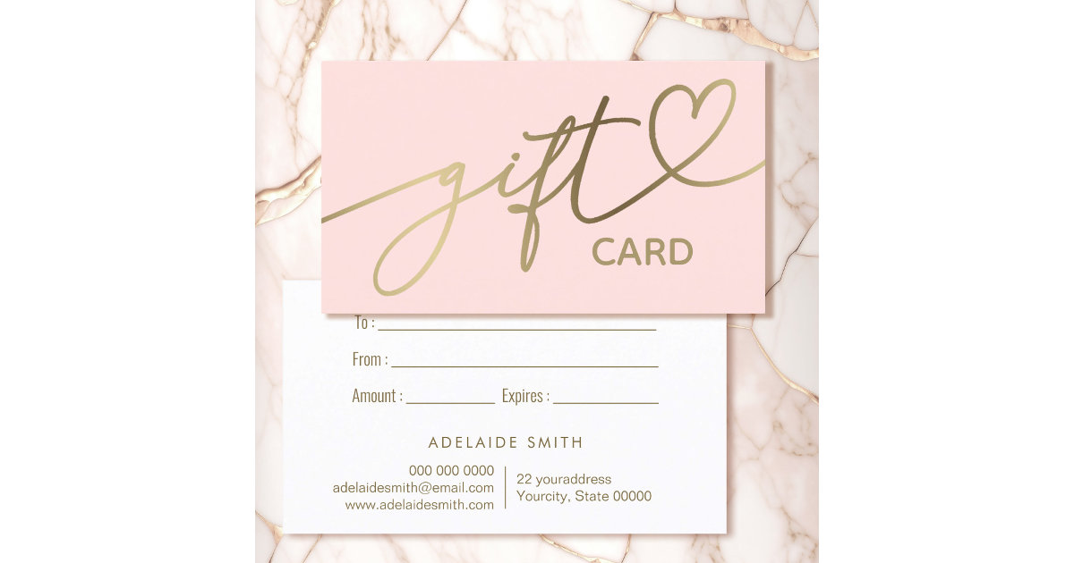 pink gift certificate card | Zazzle