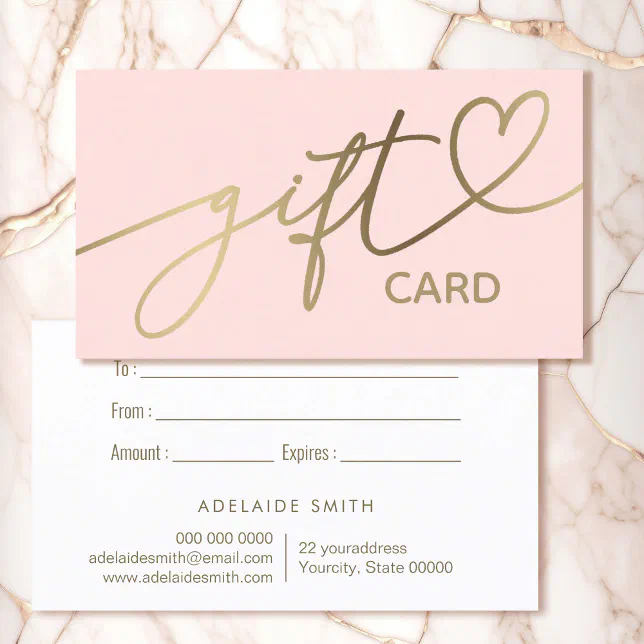 pink gift certificate card | Zazzle