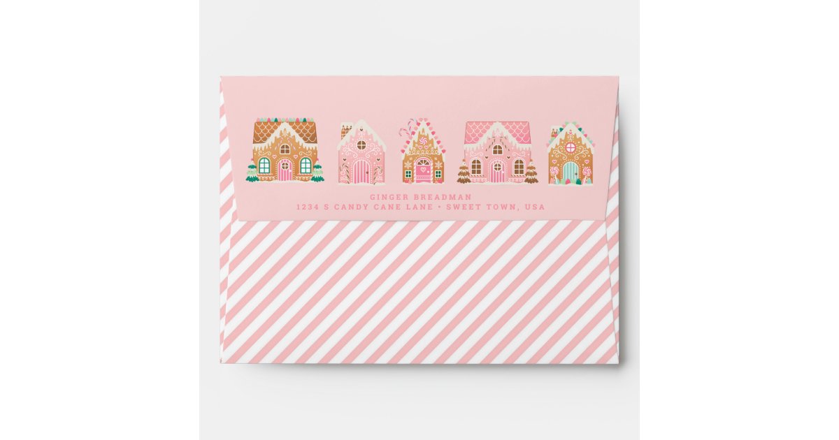 Pink Gingerbread House Envelope | Zazzle