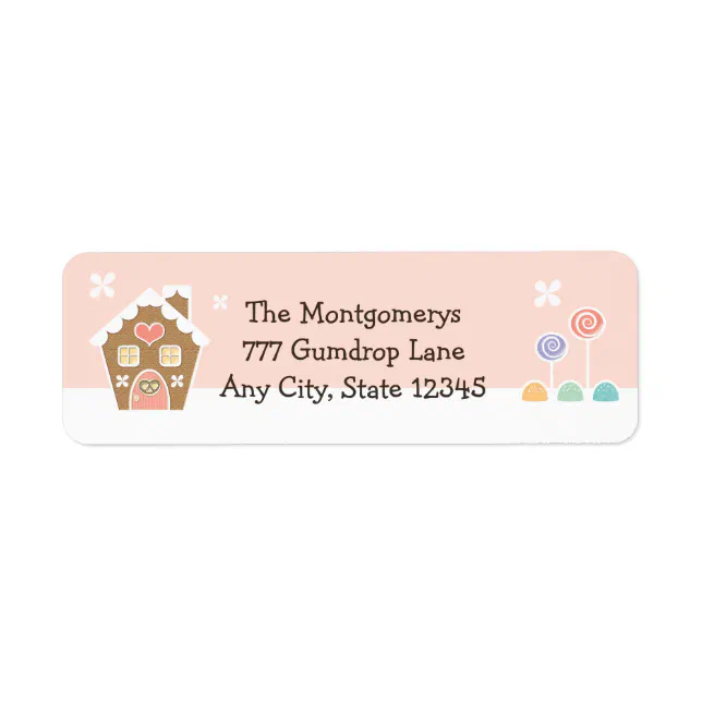 PINK GINGERBREAD HOUSE RETURN ADDRESS LABELS | Zazzle