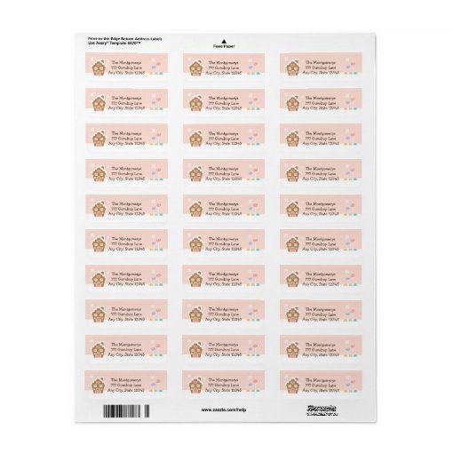 PINK GINGERBREAD HOUSE RETURN ADDRESS LABELS | Zazzle
