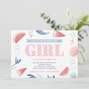 Pink Gingham Baby-q Couples Baby Shower for Girl Invitation | Zazzle