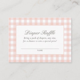 Pink Gingham Baby Shower Diaper Raffle Ticket Enclosure Card | Zazzle