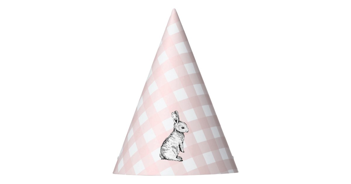 Pink Gingham Bunny Rabbit Party Hat | Zazzle