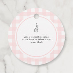Pink Gingham Bunny Rabbit Pop It When She Pops Favor Tags | Zazzle