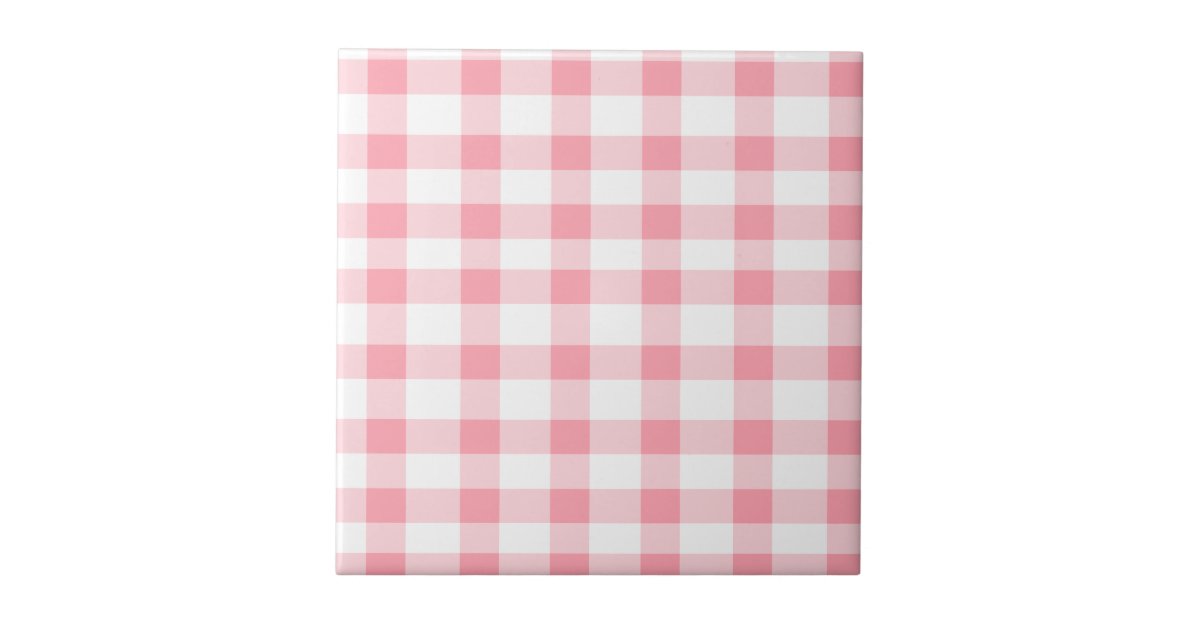 Pink Gingham Ceramic Tile | Zazzle