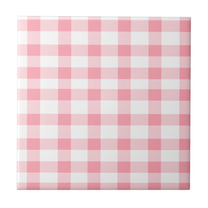 Pink Gingham Ceramic Tile | Zazzle