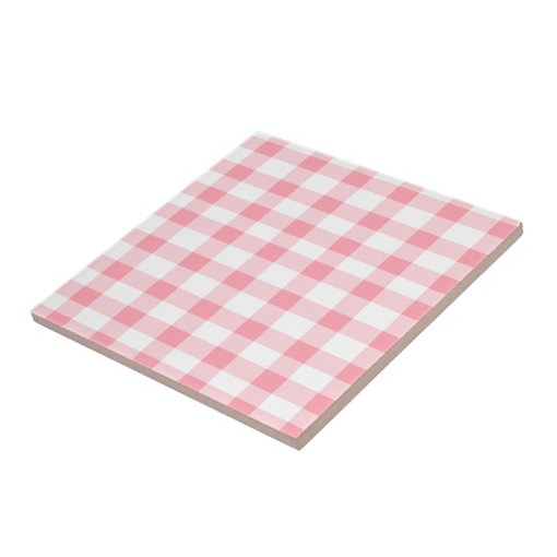Pink Gingham Ceramic Tile | Zazzle