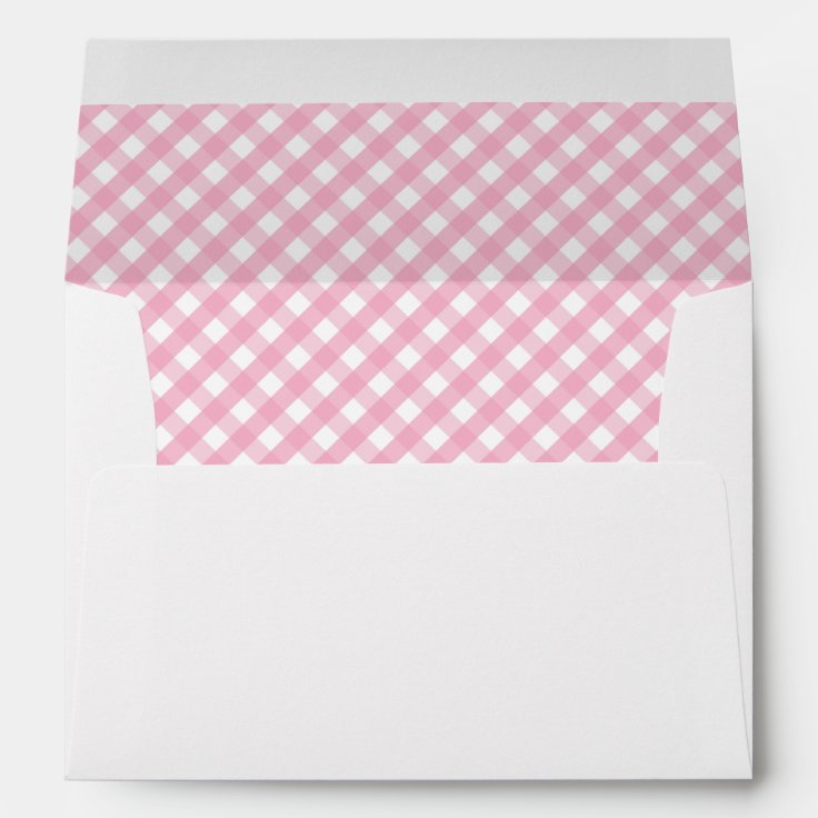 Pink Gingham Check Pattern Envelope | Zazzle