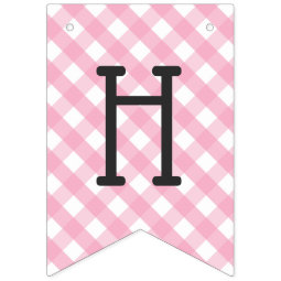 Pink Gingham Check Pattern Happy Birthday Bunting Flags | Zazzle
