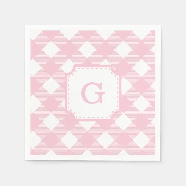 Pink Gingham Checkered Pattern Paper Napkin | Zazzle