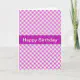 Pink Gingham Custom Birthday Card | Zazzle