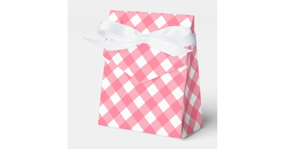 Pink Gingham Favor Box | Zazzle