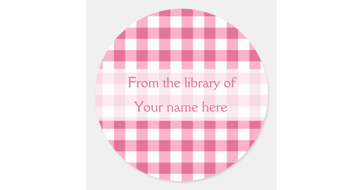 Pink Gingham From The Library of Bookplates | Zazzle