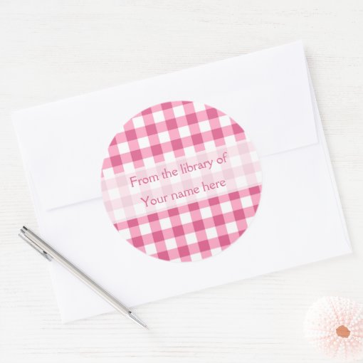 Pink Gingham From The Library of Bookplates | Zazzle