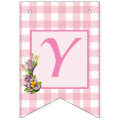 Pink Gingham Happy Birthday Bunting Flags | Zazzle