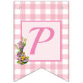 Pink Gingham Happy Birthday Bunting Flags | Zazzle