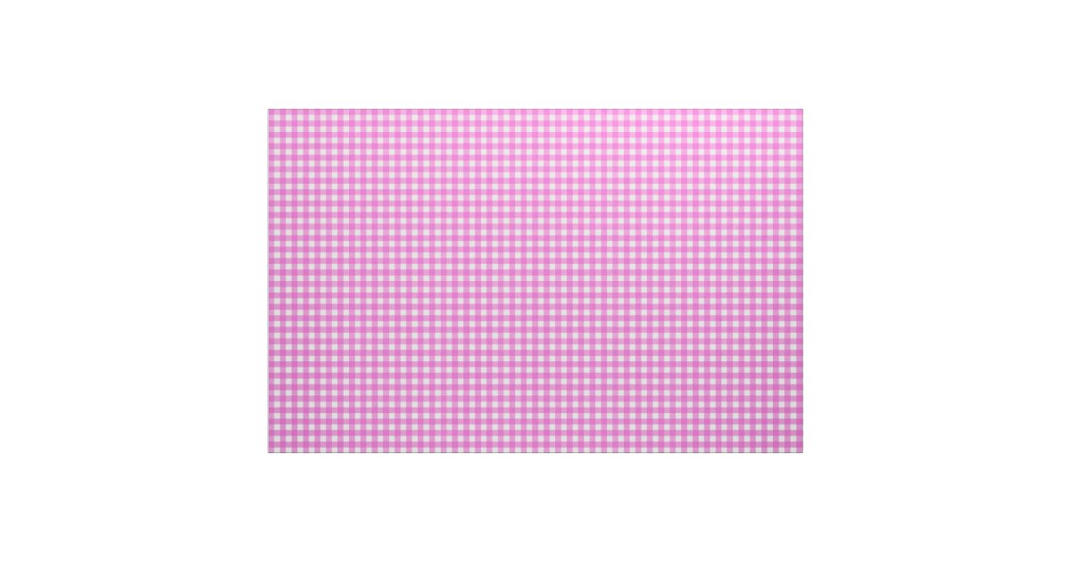 Pink gingham pattern fabric | Zazzle