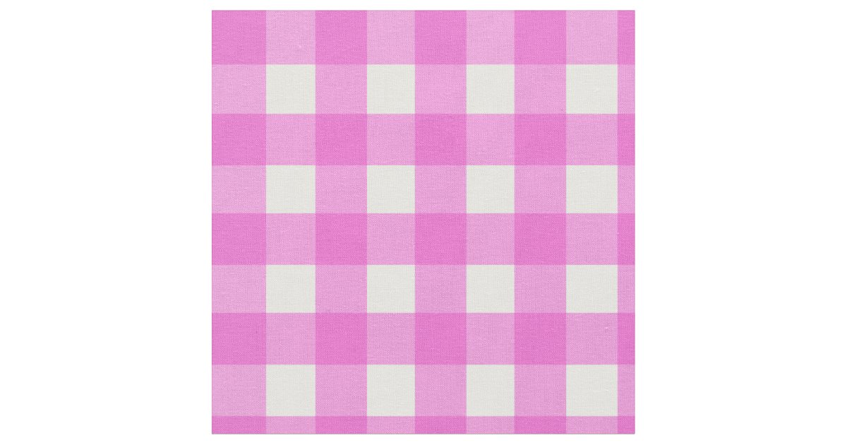 Pink gingham pattern fabric | Zazzle