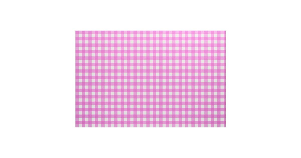 Pink gingham pattern fabric | Zazzle