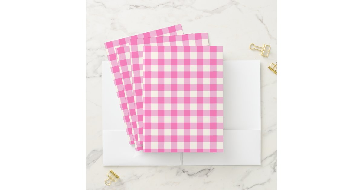 Pink Gingham Plaid Cottagecore Pocket Folder | Zazzle