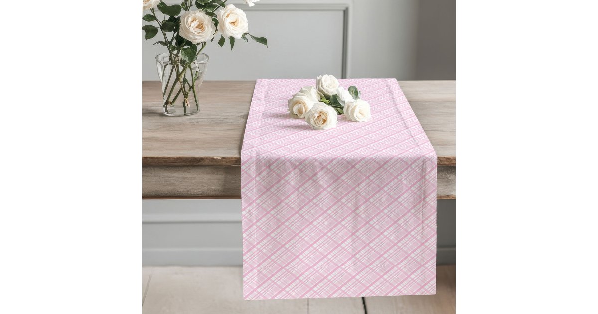 Pink Gingham Table Runner Classic Rustic Look | Zazzle