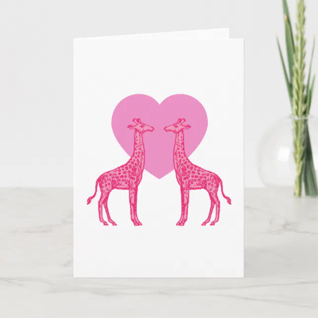 Pink Giraffes Card | Zazzle