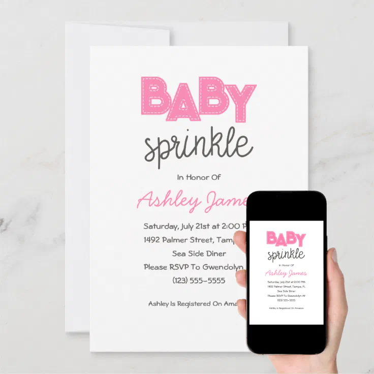 Pink Girl Baby Sprinkle Invitation | Zazzle