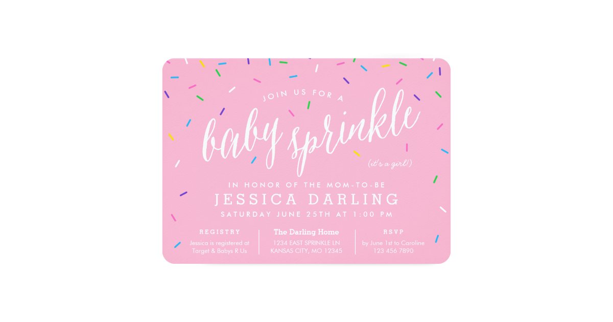Pink Girl Baby Sprinkle Invitations | Zazzle.com