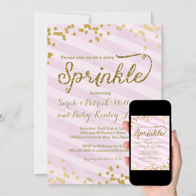 Pink Girl Baby Sprinkle Shower Invitation | Zazzle