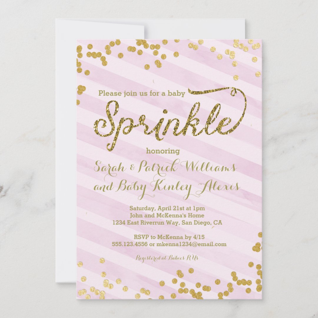 Pink Girl Baby Sprinkle Shower Invitation | Zazzle