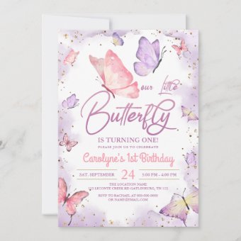 Pink Girl Butterfly Birthday Invitation | Zazzle