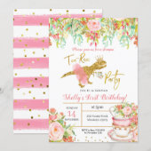 Pink Girl Dinosaur Tea-Rex Party Invitation | Zazzle