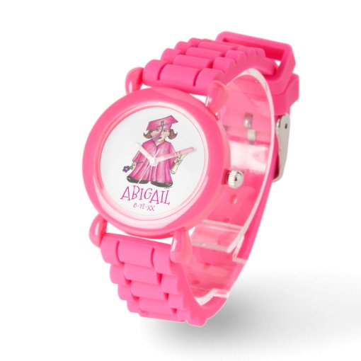 Pink Girl Graduate Child Personalized Graduation Watch | Zazzle