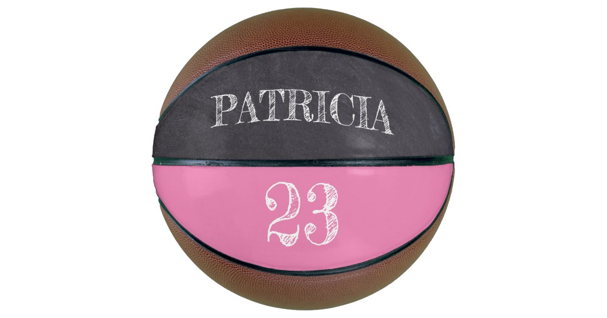 Pink Girl Name Sport Number Chalkboard Etching Basketball Zazzle