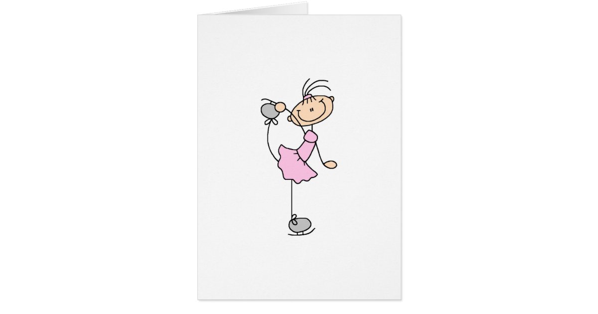 Pink Girl Stick Figure Ice Skater | Zazzle