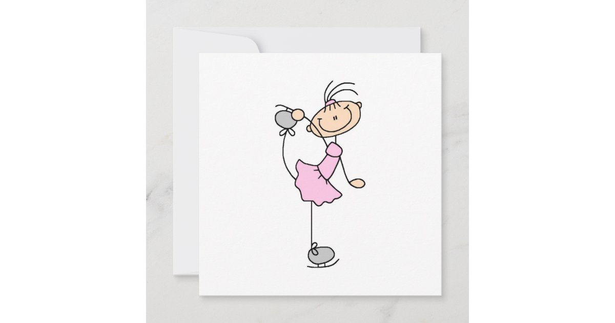 Pink Girl Stick Figure Ice Skater | Zazzle