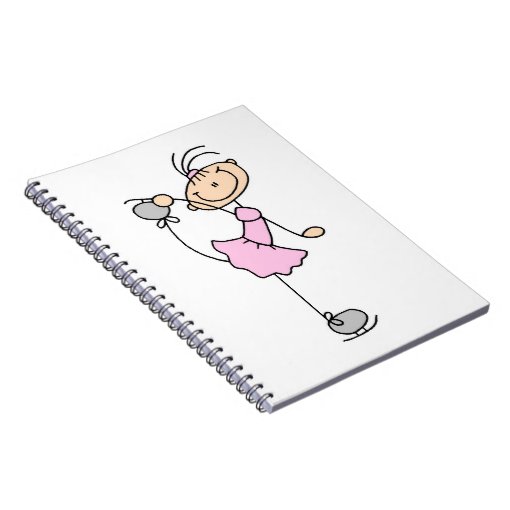 Pink Girl Stick Figure Ice Skater Notebook | Zazzle