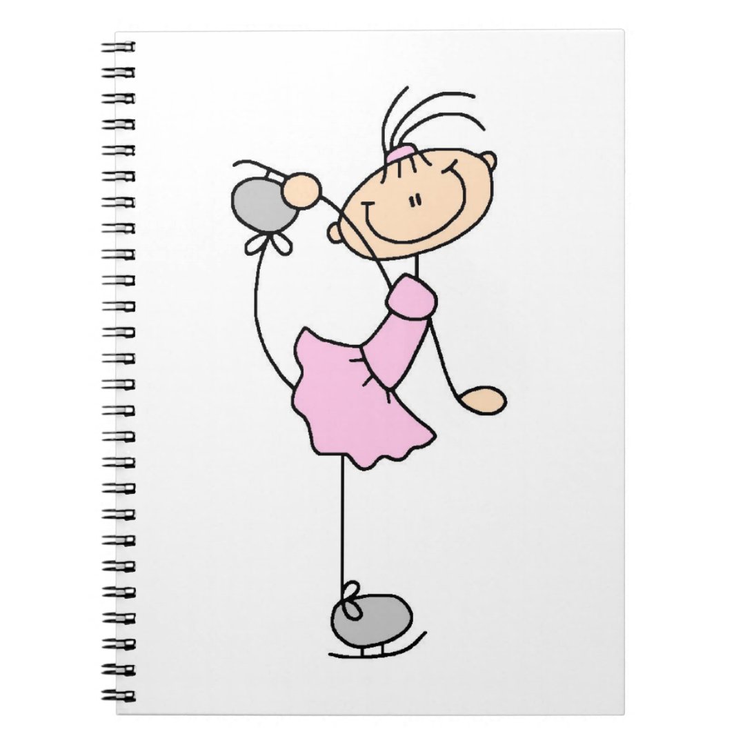 Pink Girl Stick Figure Ice Skater Notebook | Zazzle