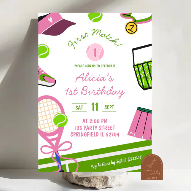 Pink Girl Tennis Birthday Invitation | Zazzle