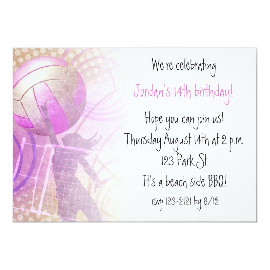 Pink girls' birthday volleyball party invitation | Zazzle.com
