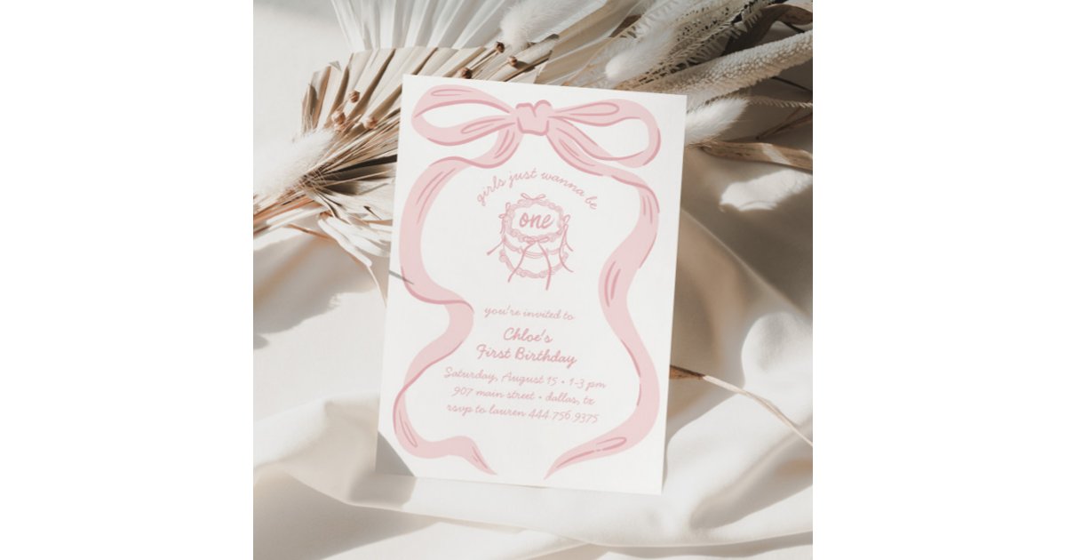 Pink Girls Just Wanna Be One 1st Birthday Invitation | Zazzle