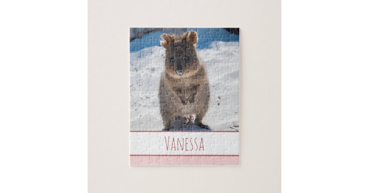 Pink Girls Kids Quokka Beach Personalised Puzzle | Zazzle