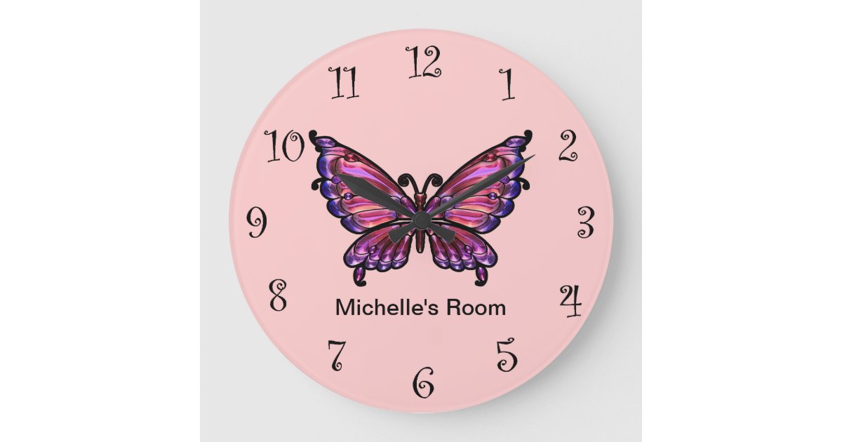 Pink Girly Butterfly Clocks | Zazzle