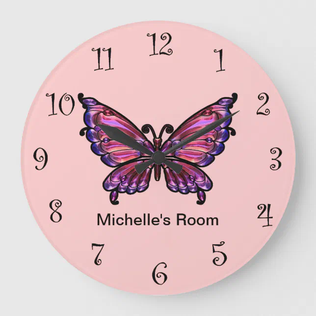 Pink Girly Butterfly Clocks | Zazzle