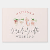 Pink girly modern drinks bachelorette weekend sign | Zazzle