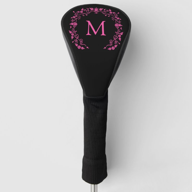 Pink girly monogram golf head cover | Zazzle